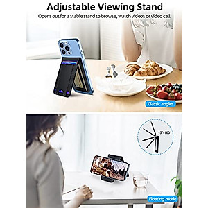 Miroddi for Magsafe Wallet Adjustable Stand, [Hold 9 Cards, Open ID Window] Vegan Leather Magnetic Wallet Stand, Strong Magnetic Phone Wallet for iPhone 14 13 12 Series, Not for iPhone Mini, Black