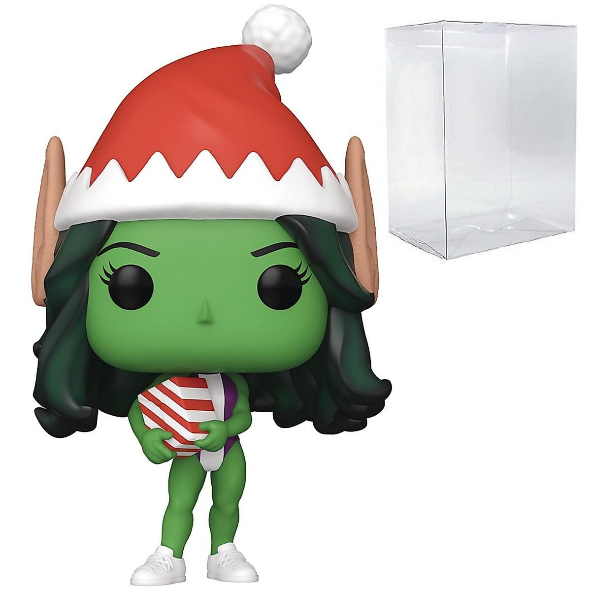 POP Marvel: Holiday - [She Hulk] as Elf Funko Vinyl Figure (Bundled with Compatible Box Protector Case), Multicolored, 3.75 inches