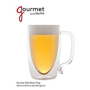 Starfrit 080061-006-0000 17-Ounce Double-Wall Beer Mug, Clear