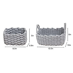 Woven Baskets, Set of 3 for Home, Office, Dorm Room, Living Room, Bedroom, Bathroom, Nursery Storage and Organization (GRAY)
