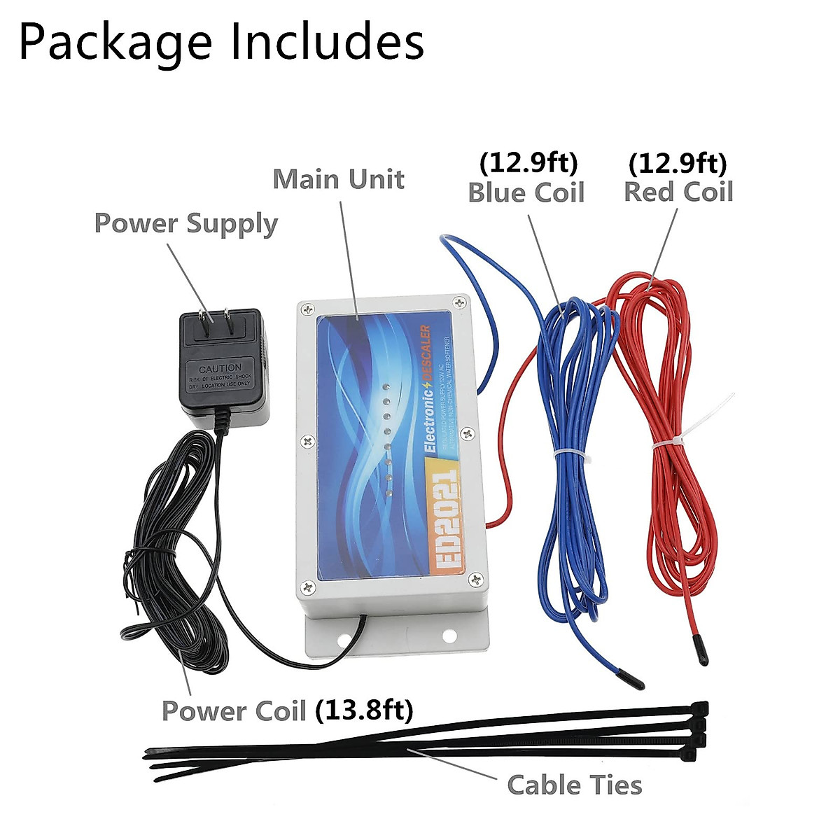 Timilge Electronic Water Descaler System, Reduces Limescale, Rust, and Minerals, No Chemicals, Easy Installation
