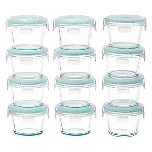 DONQQCC Small Glass Containers [12 Pack, 5oz] Reusable, Airtight, Leakproof Mini Food Storage Containers with Lids