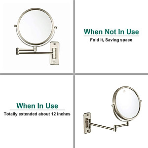 ESRADA Bathroom Mirror Makeup Mirror,3X Magnification Extendable Double Sided Bathroom Mirror Swivel Folding Round Shape Cosmetic Vanity Mirror (Metal 8inch 3X)