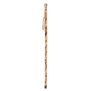 FOREST PILOT Big Ball Head Twisted Style Wooden Walking Stick for Hiking with Compass (Nature Color, 48 Inches, One Piece)