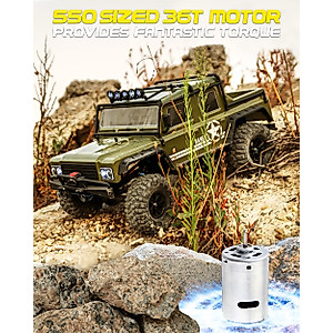 LAEGENDARY RC Crawler - 4x4 Offroad Truck for Adults - RC Rock Crawler, Fast Speed, Electric, Hobby Grade Car - 1:8 Scale, Brushed, Army Green