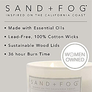 Sand + Fog Scented Candle - Vanilla Sandalwood – Additional Scents and Sizes – 100% Cotton Lead-Free Wick - Luxury Air Freshening Jar Candles - Perfect Home Decor – 12oz