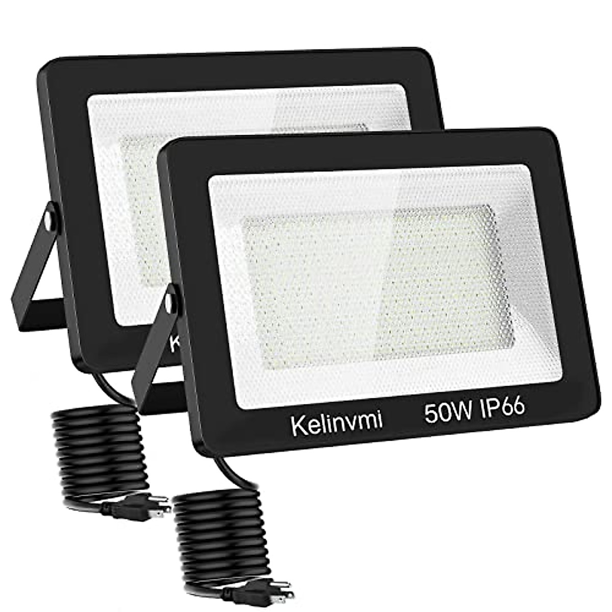 kelinvmi LED Flood Lights Outdoor 50W, Outdoor Security Light 5000lm High Brightness with Plug, 4200K Work Light with IP66 Outdoor Floodlights for Garage, Porch, Backyard, Playground