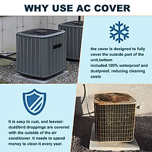 LXKCKJ Air Conditioner Cover for Outside Units - 420D Waterproof Air Conditioner Protection Covers for Window Unit - Winter AC Covers Fits AC Condensing HVAC Unit (Black 32''LX32''WX36''H)