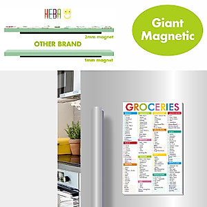 90 Sheets Fastcheck Grocery List Magnet Pad, 110 Printed Common Food for Fridge and Blank Grocery Shopping Spaces for Home. Size 6”x 9”
