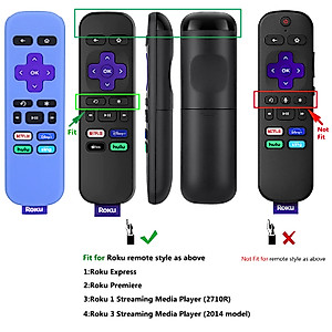 [2 Pack] Pinowu Remote Cover (Glowing in The Dark) Compatible with Roku Simple Remote, Anti Slip Silicone Cover Suitable for Roku Express and Roku Premiere Player Remote (Blue and Green)