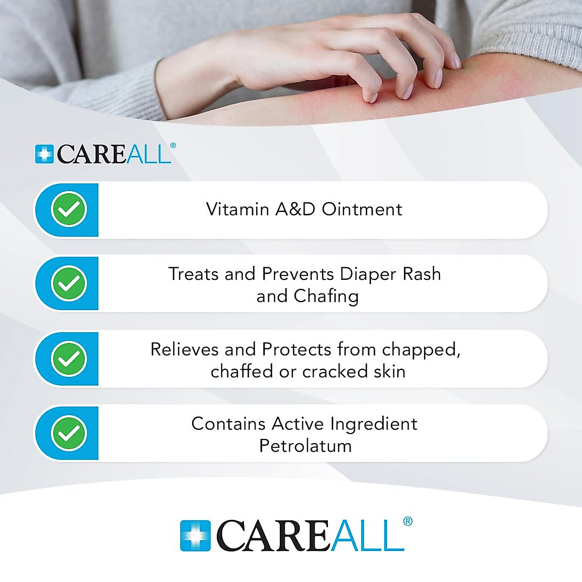 CareAll Vitamin A&D Ointment 15 oz. Helps Treat and Prevent Diaper Rash. Protects Chafed Skin Associated with Cold Weather, Rashes, Seals Out Wetness. Protects Minor Cuts, Scrapes, Burns
