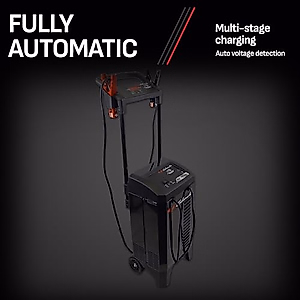 Schumacher SC1352 250A 12V/24V Wheeled Battery Charger and Jump Starter – For Car, SUV, Truck, and Boat – Fully Automatic – 40A and 20A Boost Modes – Battery and Alternator Tester