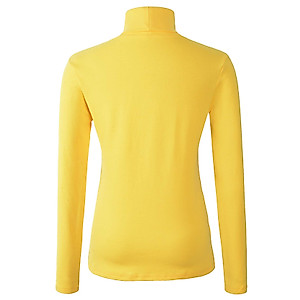 HieasyFit Women's Cotton Basic Thermal Turtleneck Pullover Top(Bright Yellow L)