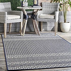 nuLOOM Frontier Striped Lattice Indoor/Outdoor Area Rug, 8' x 10', Blue