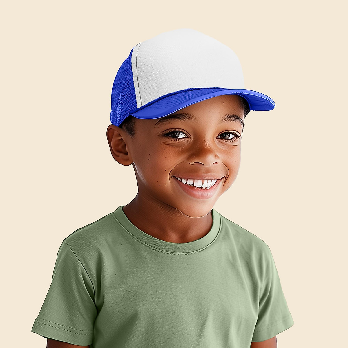 DALIX Mesh Youth Cap in Royal Blue and White