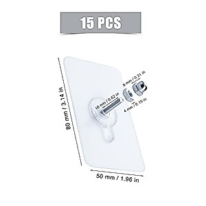 AIEX 15pcs Adhesive Wall Screws Hanging Nails, No-Drilling Waterproof Screw Free Stickers for Hanging No-Trace Heavy-Duty Adhesive Wall Mount Screw Hooks for Kitchen Bathroom Bedroom Living Room