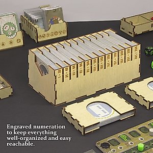 SMONEX Organizer Box Compatible with Fallout New California Board Game and Fallout Atomic Bonds Expansions - Insert Fits The Original Box - Board Game Organizer with Engraved Design