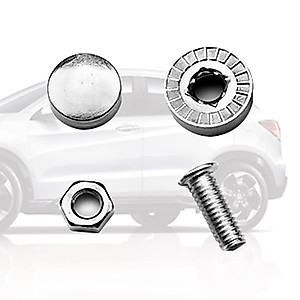 jeseny 16 PCS License Plate Fasteners Screws Rust Resistant Stainless Steel Screws, Screw Caps Covers Fasteners for License Plate Frame Zinc Alloy Buckle Car Motor Fixed Buckle