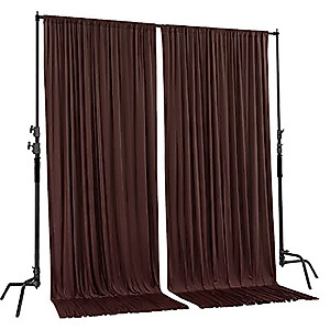 AK TRADING CO. 10 feet x 10 feet Brown Polyester Backdrop Drapes Curtains Panels with Rod Pockets - Wedding Ceremony Party Home Window Decorations