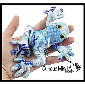 Curious Minds Busy Bags 5 Reptile Set - Sand Filled Animal Toy - Snake, Turtle, Lizard, Alligator, Frog- Heavy Weighted Sandbag Animal Plush Bean Bag Toss - Shimmering Glitter