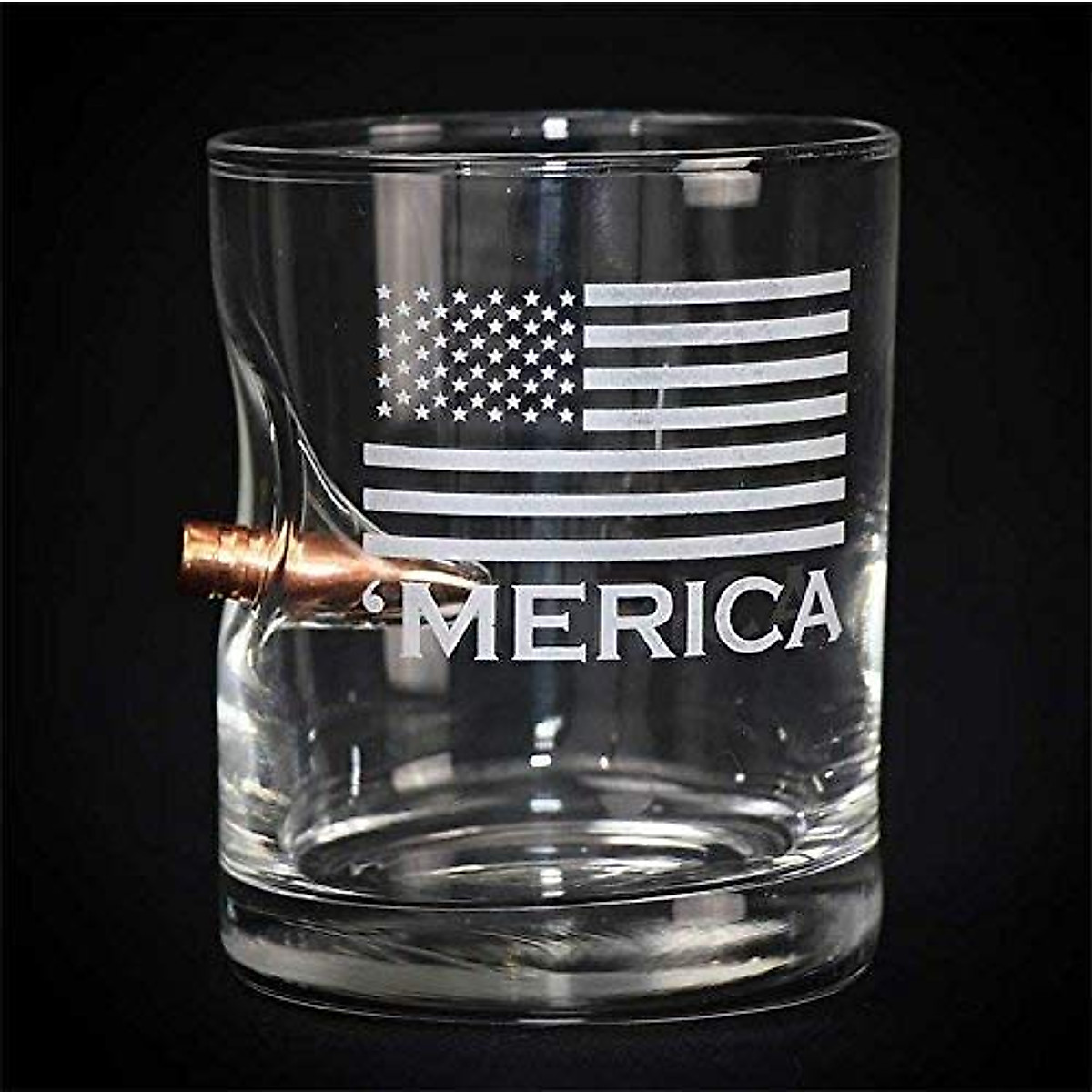 BenShot 'Merica Rocks Glass with Real .308 Bullet - 11oz | Made in the USA [Set of 4]
