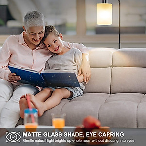 Industrial Floor Lamp,4 Color Tempratures Farmhouse Lamp with Remote & Foot Control, Rustic Standing Lamps with Hanging Jade Matte Glass Shade for Living Room,Bedrooms(9W Led Bulb Included),Black