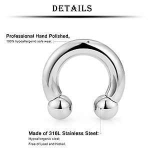 Kridzisw 8g Septum Rings Piercing stretching kit Stainless Surgical Steel Horseshoe Lip Nipple Nose Ear Gauges Tunnel Plug Earring Hoop PA Ring Internally Threaded Barbell Pierceing Jewelry women men