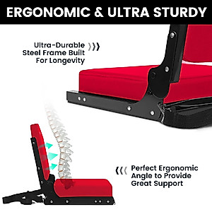 Jauntis Stadium Seats for Bleachers, Bleacher Seats with Ultra Padded Comfy Foam Backs and Cushion, Wide Portable Stadium Chairs with Back Support and Shoulder Strap, 1 Pack, Red