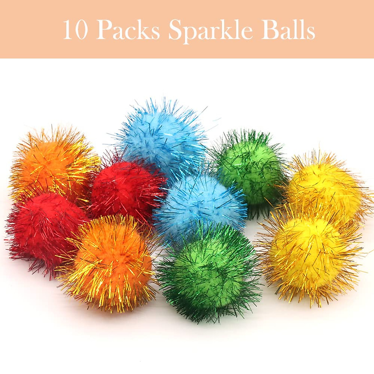 LASOCUHOO Cat Toys, 30PCS Interactive Cat Toy Pack Including Cat Crinkle Balls, Cat Sparkle Balls, Spiral Springs for Most Cats