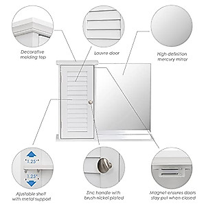 Spirich Home Bathroom Wall Cabinet with Mirror, Wall Mounted Storage Cabinet Over The Toilet, Hanging Medicine Cabinet with A Door, White