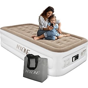 NXONE Air Mattress,Inflatable Single Airbed Luxury Double High Self Inflation Deflation Twin Air Mattress with Electric Built-in Pump, Blow Up Guest Bed for Home Portable Camping Travel,550lb