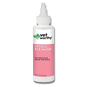 Vet Worthy Eye Wash for Dogs - Gentle Eye Cleansing Solution for Dogs to Prevent Tear Stain and Eye Irritation - Dog Eye Cleaner for Tear Stain, Dirt, and Eye Discharge - 4oz
