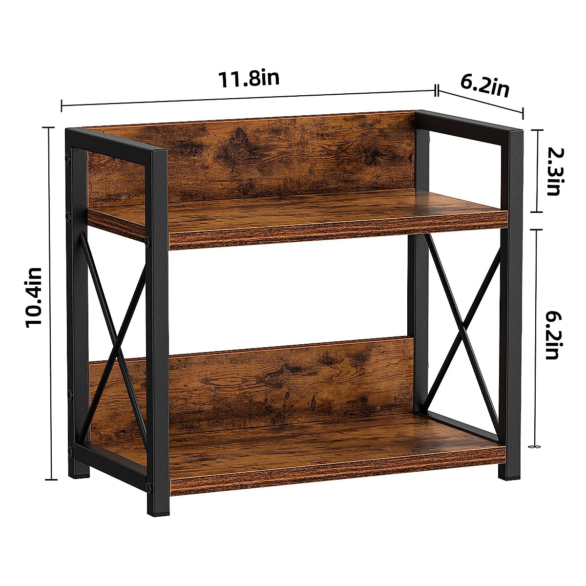 Giikin Countertop Shelf Organizer, 2 Tier Kitchen Spice Rack Organizer for Countertop, Wood Coffee Counter Shelf Organizer for Home (Rustic Brown)