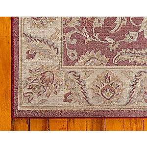 Unique Loom Voyage Collection Traditional Oriental Classic Intricate Floral Design Area Rug, 4 ft x 6 ft, Red/Ivory