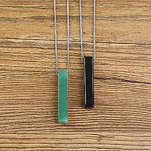 COAI Matching Couples Yin Yang Bar Green Aventurine Obsidian Stone Pendant Necklaces
