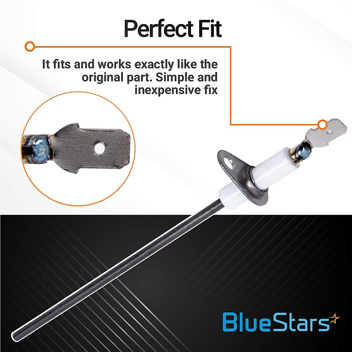 BlueStars Ultra Durable 52W29 Furnace Flame Sensor Replacement Part - Exact Fit for Lennox, Armstrong & Ducane Furnaces - Replaces 52W2901 LB47940A 31L71 31L7101