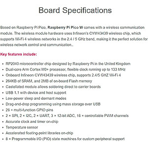 waveshare Pre-Soldered Header Raspberry Pi Pico W, Built-in WiFi Support 2.4 GHZ Wi-Fi 4, Based on Official RP2040 Dual-Core Processor,Dual-core Arm Cortex M0+ Processor