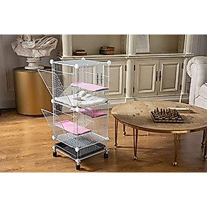 Pet Hutch Cages for Hamster, Rat or Other Small Animals Indoor, Expandable and Stackable, 14x14x28 in