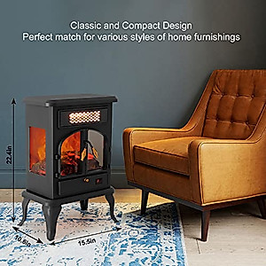 Selectric Electric Fireplace Heater with Remote ,22.4" Freestanding Portable Infrared Fireplace Heater with 3-Sides Realistic Flame for Indoor Use, Overheating and Tip-Over Safety,1000W/1500W