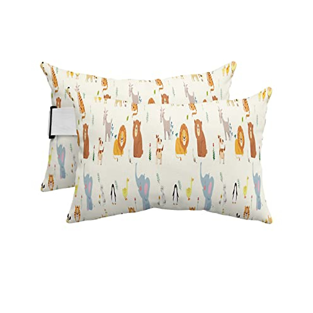 Recliner Head Pillow Ledge Loungers Chair Pillows with Insert Cute Cartoon Aanimals Tiger Lion Elephant Bear Penguin Lumbar Pillow with Adjustable Strap Patio Garden Cushion for Bench Couch, 2 PCS