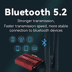 RLihm WiFi 6E AX5400 PCIe WiFi Card Intel AX210 Network Card with Bluetooth 5.2 Tri-Band 6G/5.8G/2.4GHz Wireless WiFi Network Card for Desktop PC Windows 10/11 64-bit MU-MIMO,Ultra-Low Latency