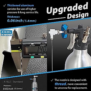 FIRSTINFO A1638L Patented Max. Pressure 140psi / 1000ml Thickened Aluminum Canister Refillable High Pressure Aerosol Spray Can/Pneumatic Compressed Air Sprayer