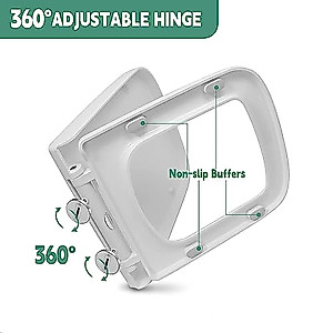 DFEDHF White Square Toilet Seat Lid Rectangular Shape Toilet Seat with Mute Soft Close Seat Cover & Quick-Release, Easy Top Fix Blind Hole,03B (05A)