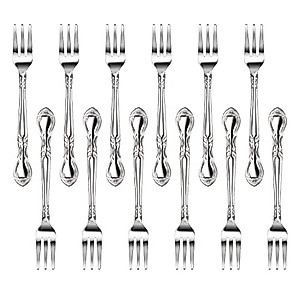 New Star Foodservice 58680 Stainless Steel Rose Pattern Oyster Fork, 5.8-Inch, 12 pieces