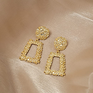 Doubnine Rectangle Geometric Metallic Earrings Indiana Boho Dangle Modern Earrings Wedding Bridal Jewelry for Women