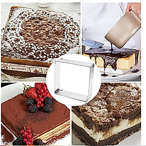CdyBox 6 to 12 Inch Adjustable Mousse Cake Molds Round and Square Cake Ring Set Tool Stainless Steel Cake Ring 2 Pieces