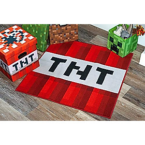 Minecraft Area Rug TNT Block Decorations Merch Video Game Decorations TNT Decorations | 39-Inch Square Area Rug