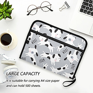 ZZKKO 13 Pockets Expanding File Folder Cute Dogs Animal Grey with Sticky Labels Accordion File Folder Document Organizer Letter Size A4 Papers Expandable File Keeper