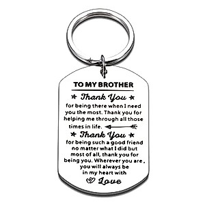 Funny Brother Gift Keychains for Him Men Cousins Brother Christmas Birthday Valentines Day Graduation Jewelry for Big Brother from Little Brother Sister in law Adult Teen Girl Boy Sibling Family