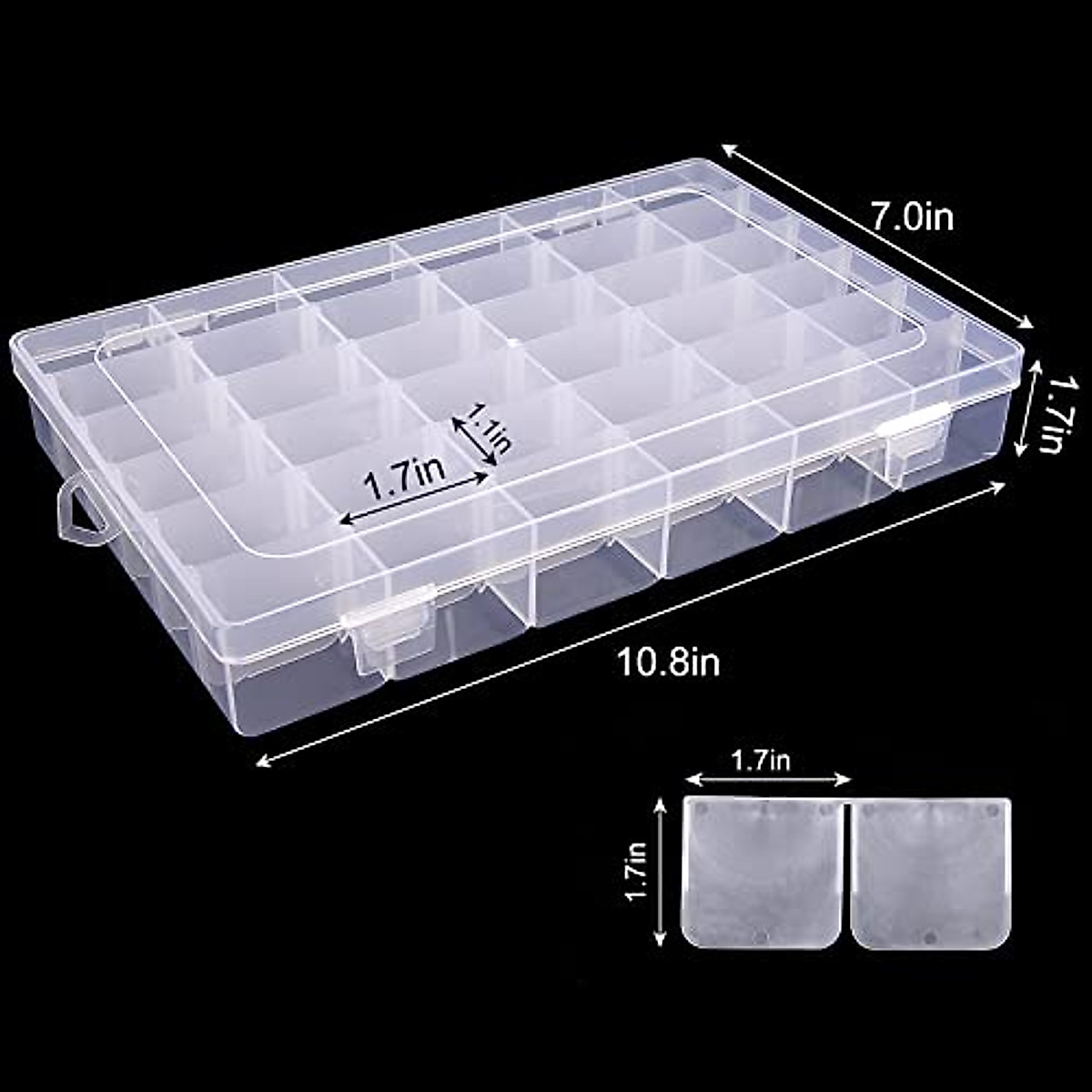 SGHUO 3 Pack Plastic Organizer Box 36 Grids, Craft Organizer Storage with Adjustable Dividers, Bead Organizer, Fishing Tackles Box, Jewelry Box with 400pcs Label Stickers
